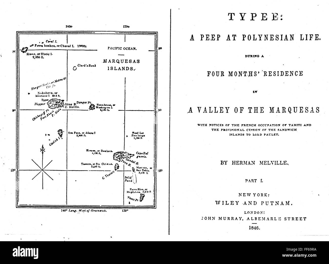 MELVILLE: TYPEE, 1846. /nTitle page and frontispiece of the first ...