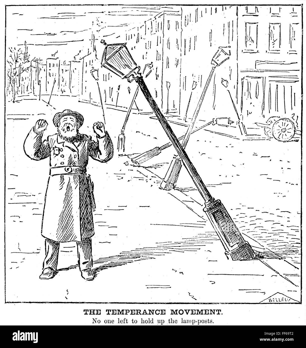 TEMPERANCE MOVEMENT, 1879. /n'No one left to hold up the lamp-posts ...