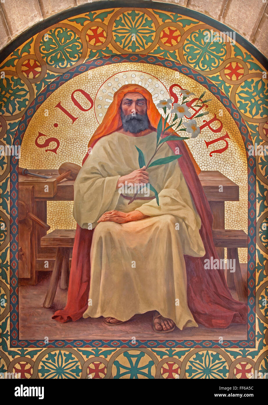 JERUSALEM, ISRAEL - MARCH 5, 2015: The paint of Saint Joseph in st ...