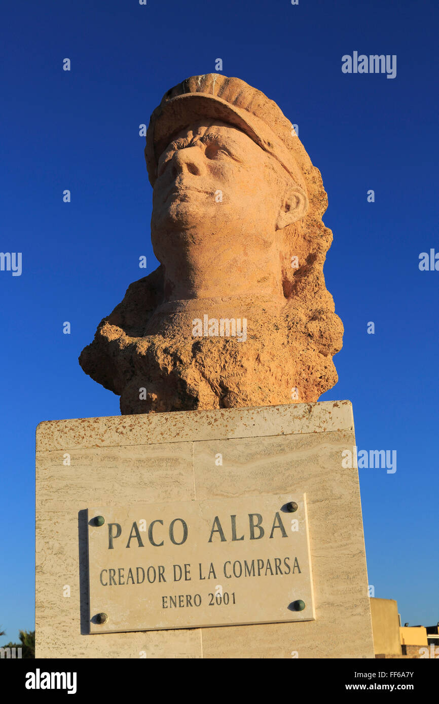Bust of Francisco Alba Medina, known as Paco Alba, La Caleta beach ...