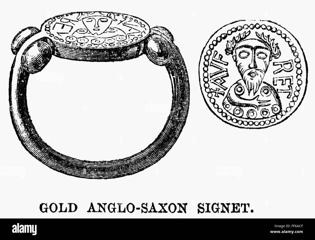 ANGLO-SAXONS: SIGNET RING. /nWood engraving, 19th century Stock Photo ...
