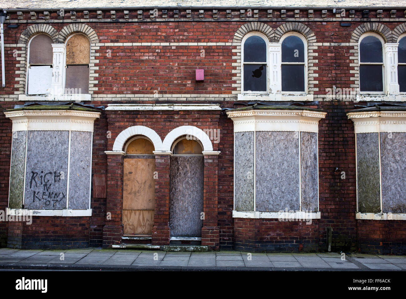 Boarded up houses near Middlesborough city centre. There are many empty ...