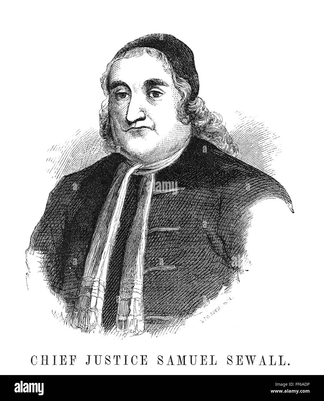 SAMUEL SEWALL (1652-1730). /nAmerican jurist. Wood engraving, American ...