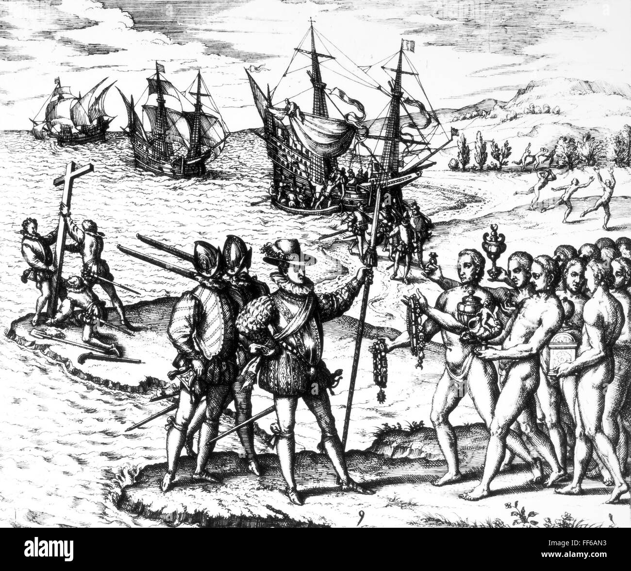 CHRISTOPHER COLUMBUS /n(1451-1506). Italian navigator. The landing of ...