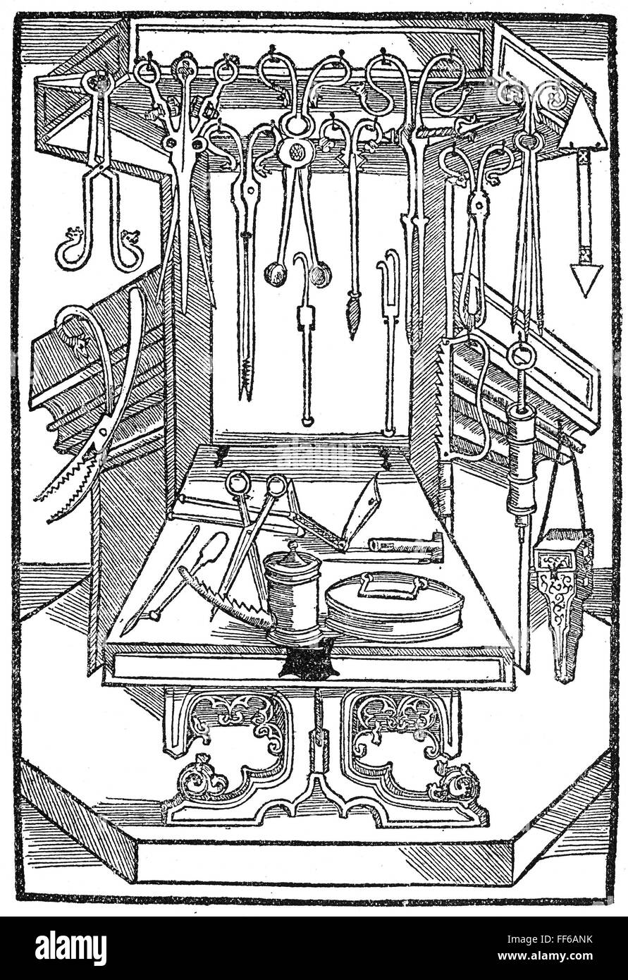 SURGICAL INSTRUMENTS. /nWoodcut from a 15th-century German treatise on ...
