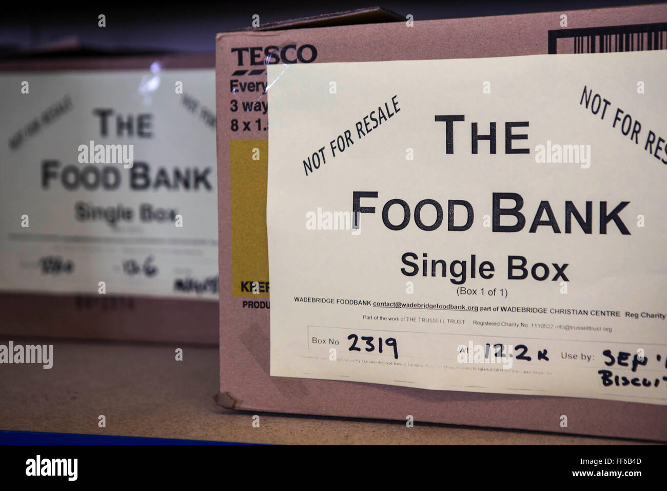 The Food Bank emergency food box which has been prepared and ready for ...