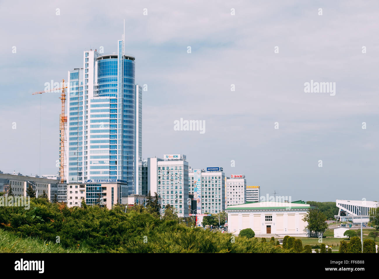 MINSK, BELARUS - May 20, 2015: Skyscraper Business Center Royal Plaza ...