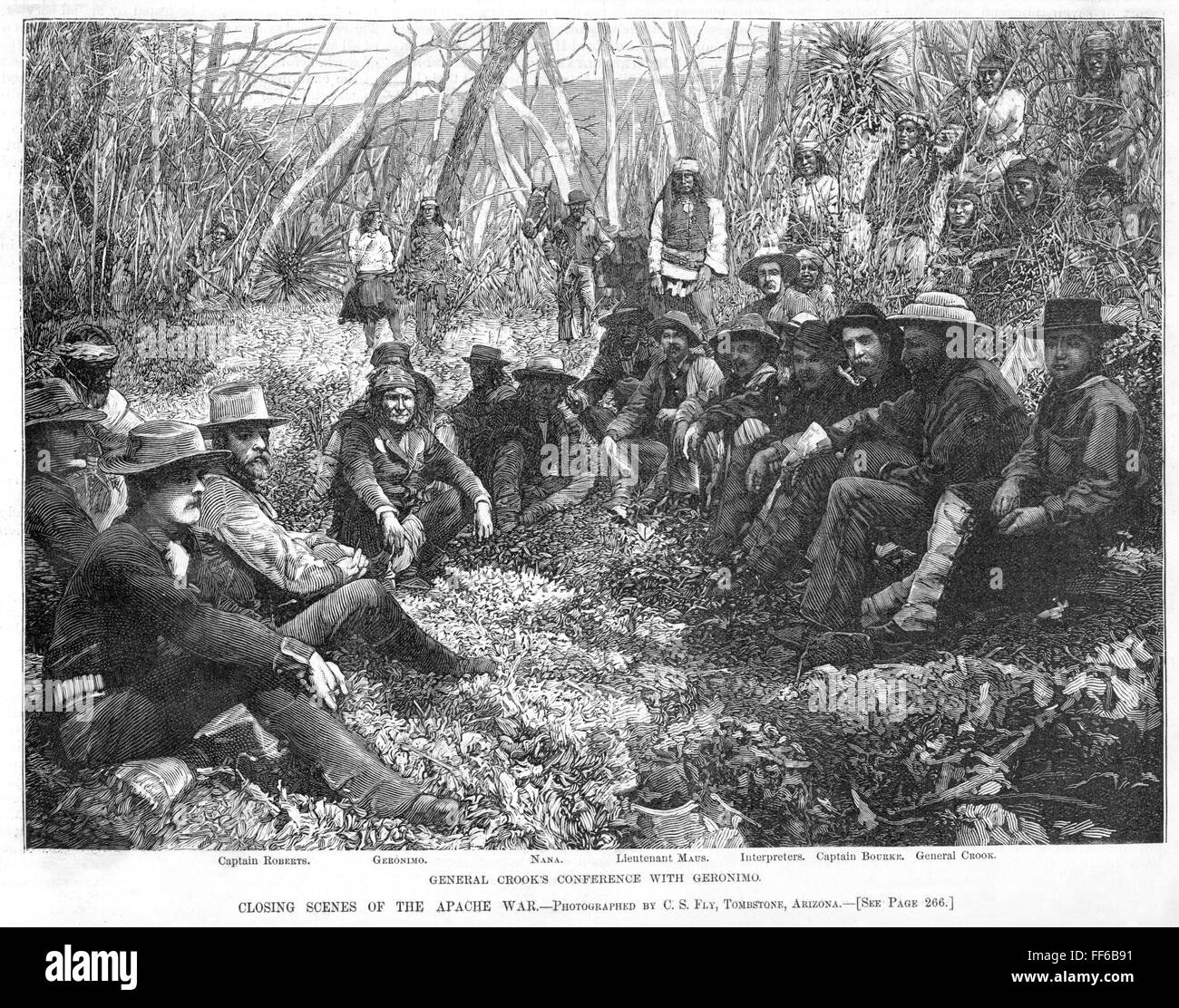 GERONIMO (1829-1909). /nU.S. Army General George Crook (far right) with ...