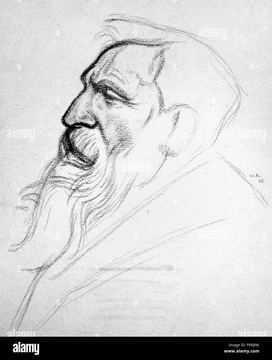 AUGUSTE RODIN (1840-1917). /nFrench sculptor. Drawing, 1906, by Sir ...