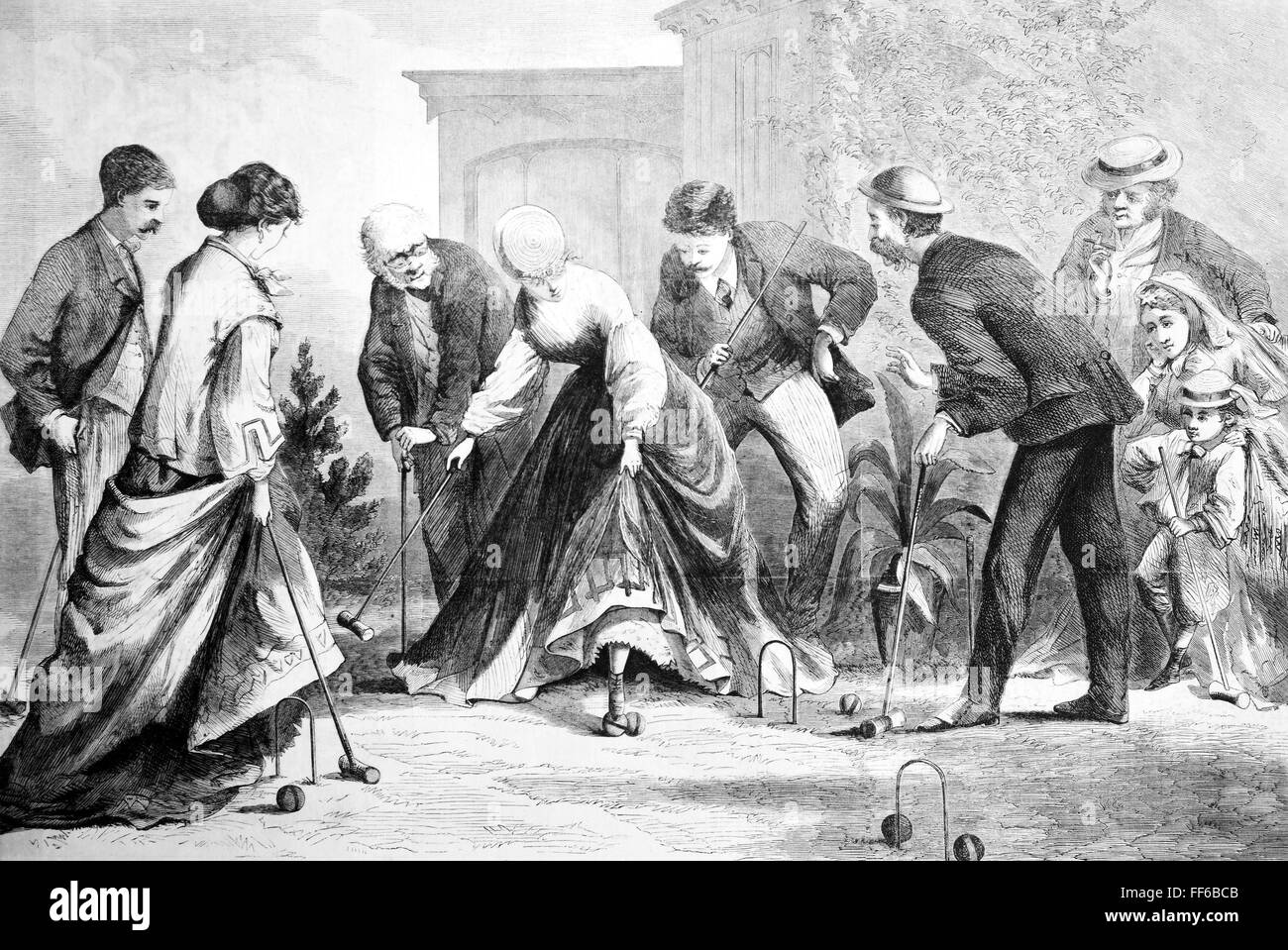 CROQUET, 1866. /nWood engraving, American, 1866 Stock Photo - Alamy