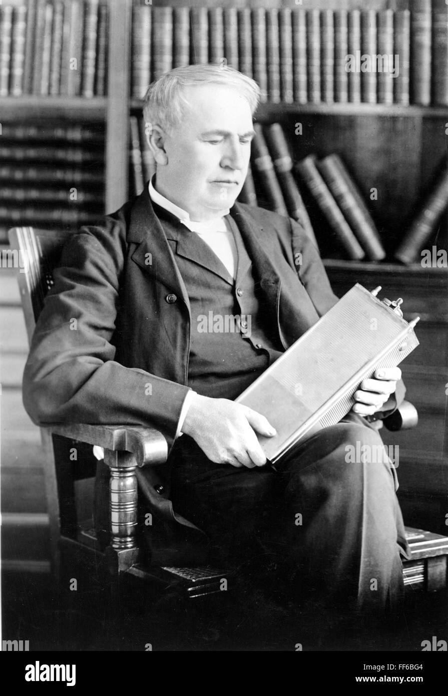 THOMAS ALVA EDISON (1847-1931). /nAmerican inventor. Photographed in ...