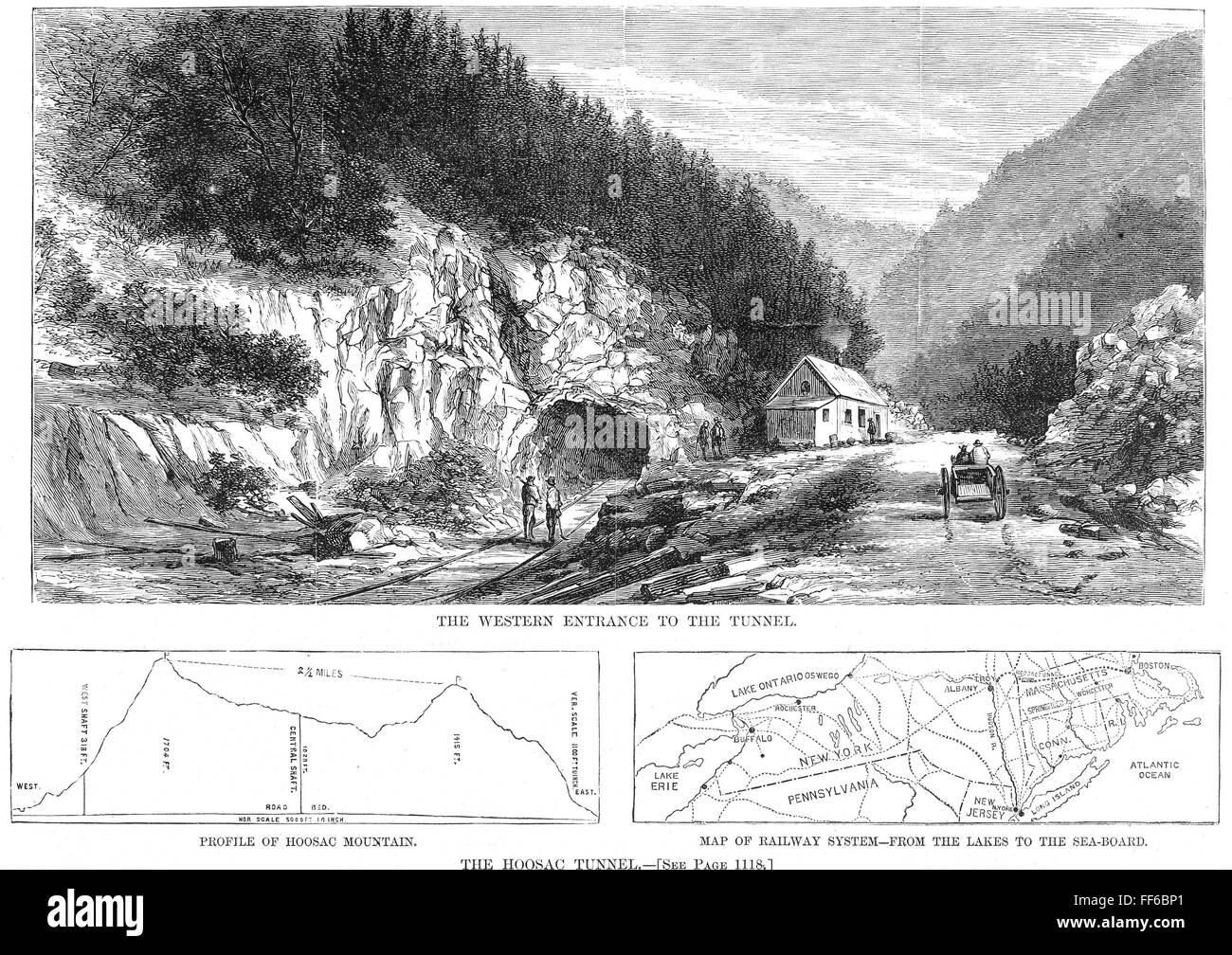 HOOSAC TUNNEL, 1873. /nThe western entrance to the Hoosac Tunnel, which ...