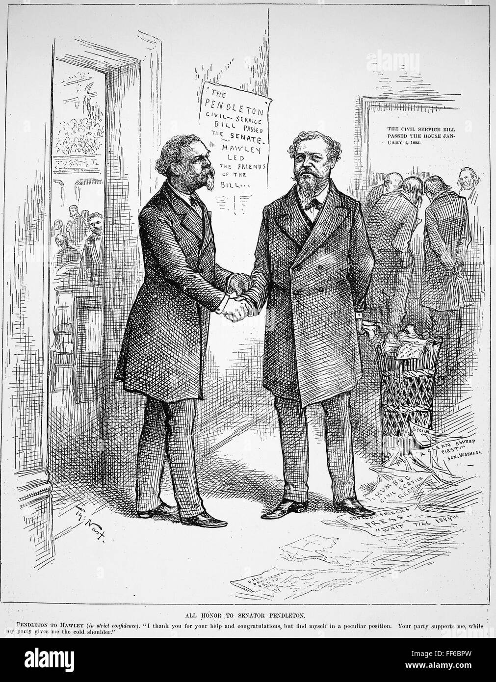 GEORGE HUNT PENDLETON /n(1825-1889). American politician. Cartoon, 1883 ...