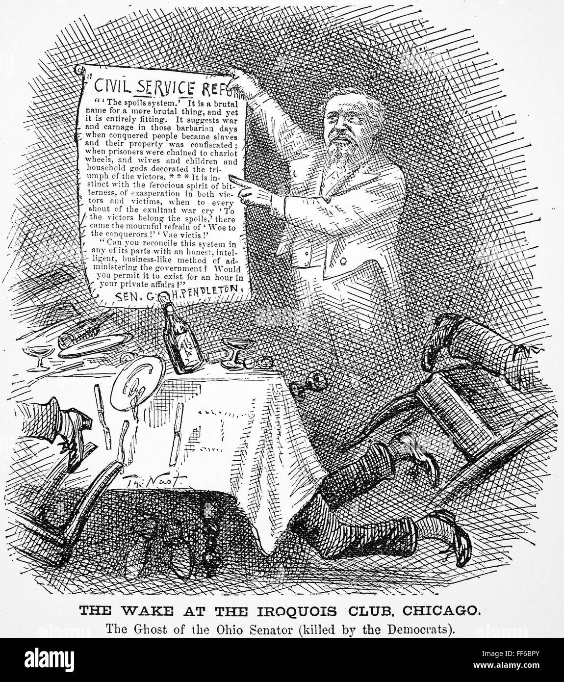 GEORGE HUNT PENDLETON /n(1825-1889). American legislator. Cartoon, 1884 ...