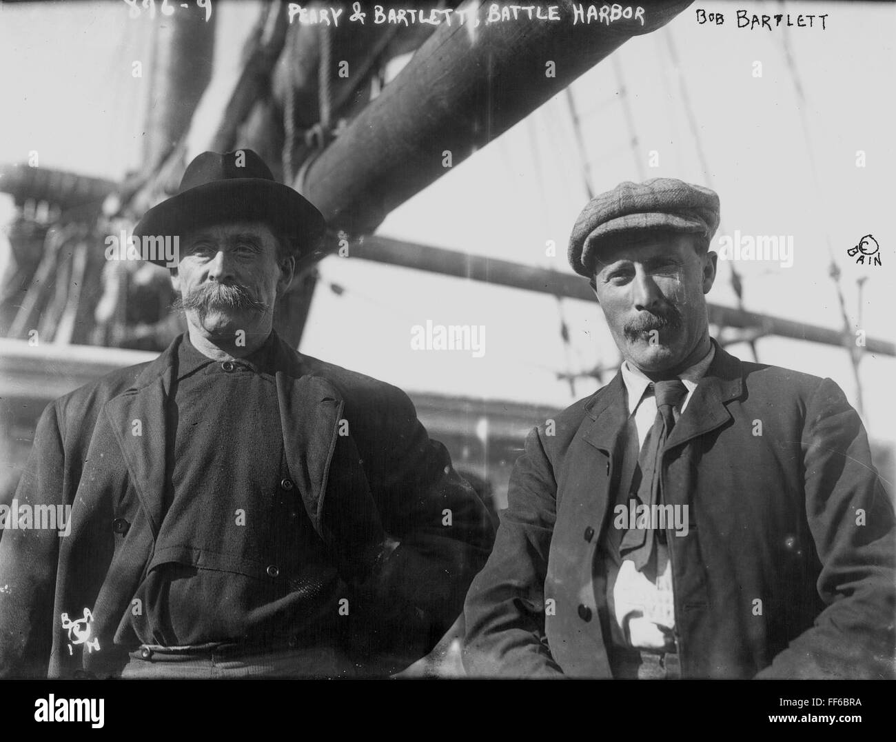 ROBERT PEARY (1856-1920)./nAmerican arctic explorer, left, with Robert ...