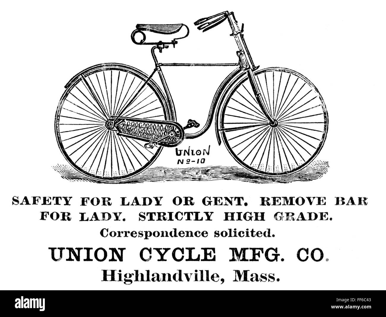 BICYCLE ADVERTISEMENT, 1890. /nAdvertisement for Union Cycle bicycles ...