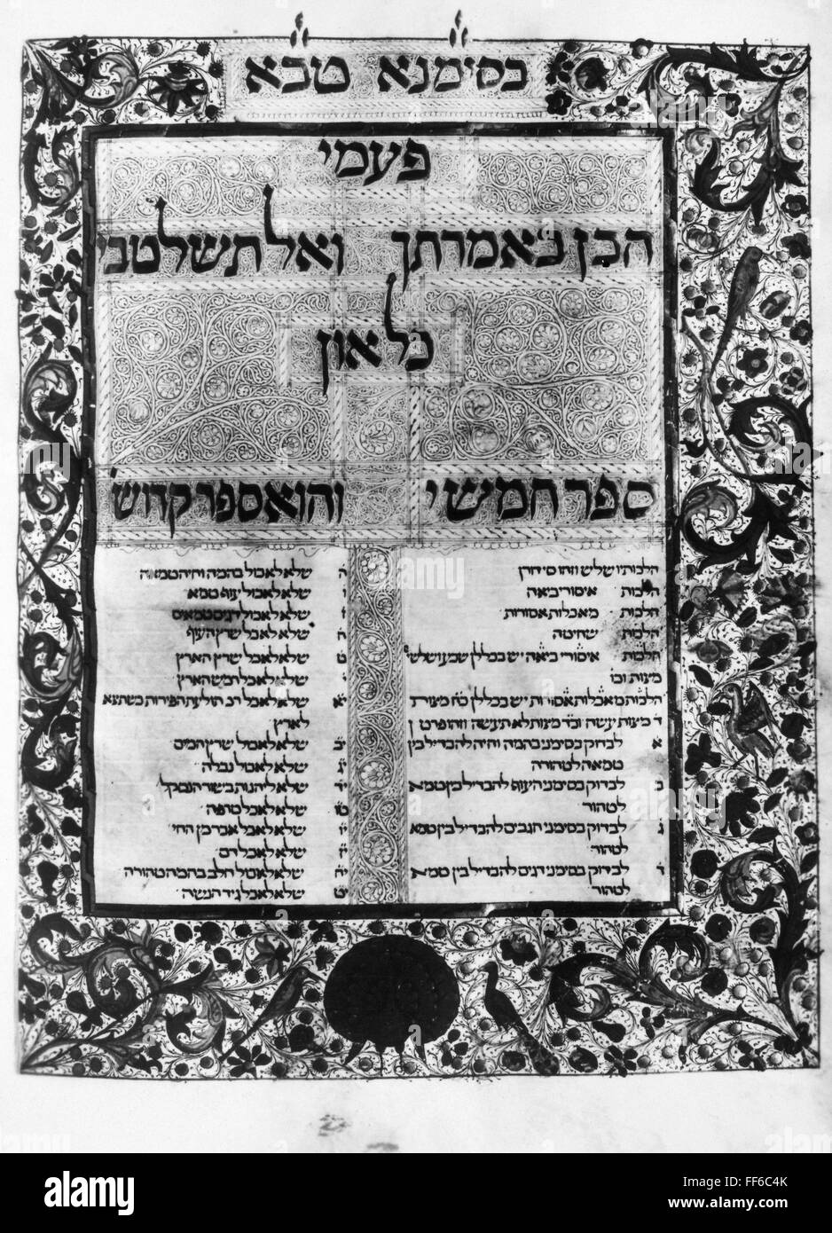 MISHNEH TORAH, 1472. /nA work by Moses Maimonides, showing the title ...