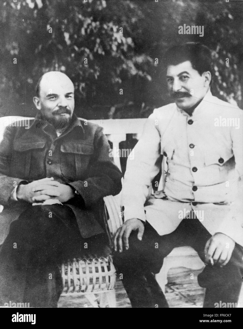 LENIN AND STALIN, 1923. /nVladimir Lenin and Joseph Stalin at Lenin's ...