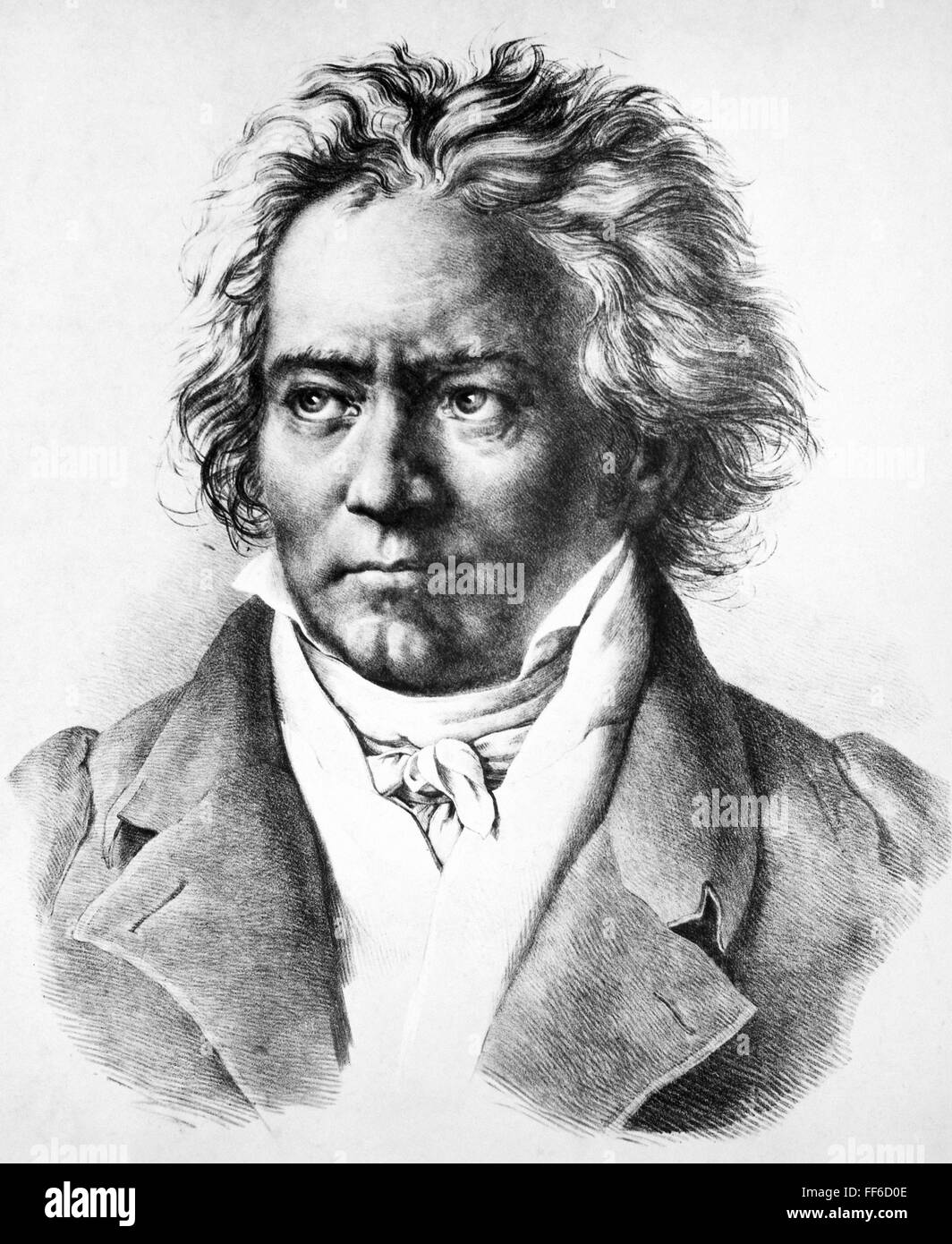 LUDWIG van BEETHOVEN /n(1770-1827). German composer. Drawing after a ...