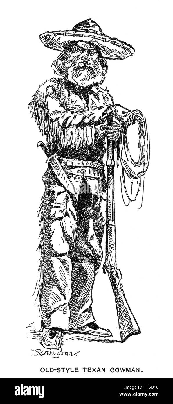TEXAS COWBOY, 1887. /nAn old-style Texas cowman. Drawing, 1887, by ...