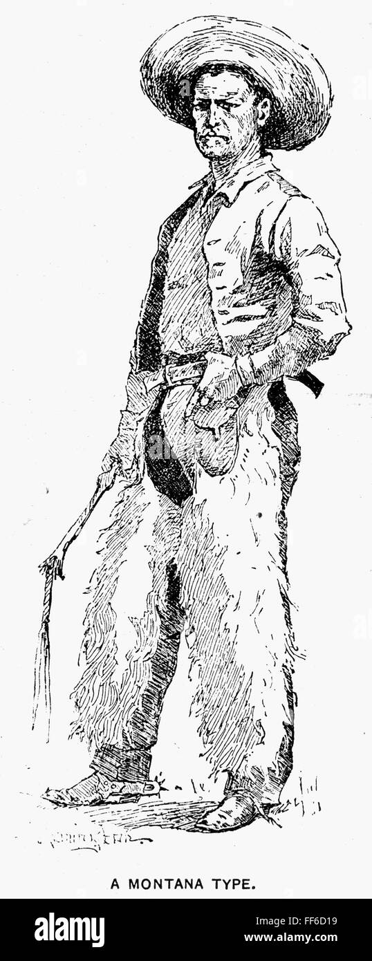 REMINGTON: COWBOY, 1887. /nA Montana Cowboy. Drawing, 1887, by Frederic ...