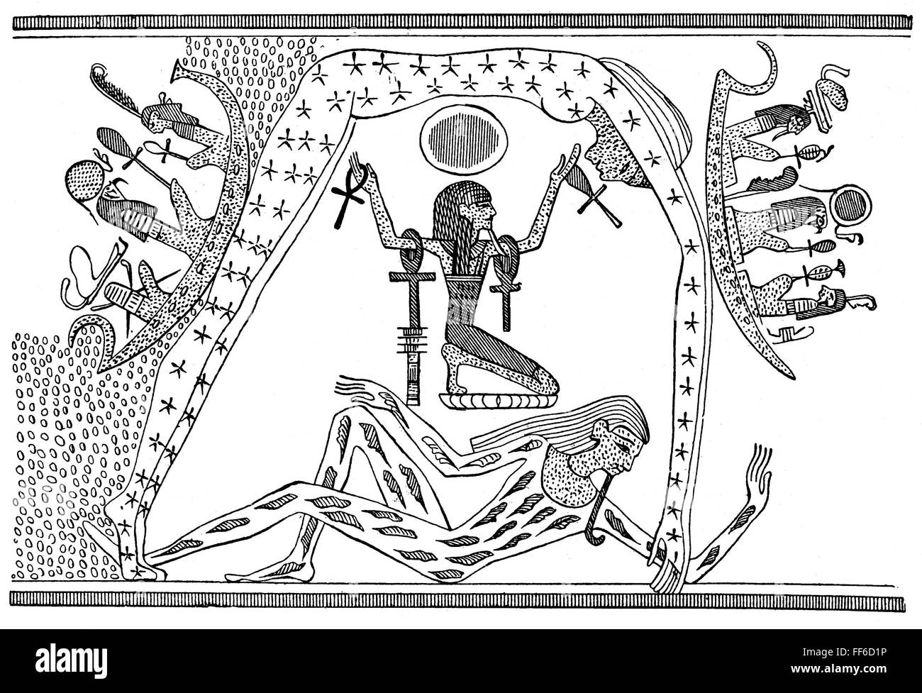 EGYPTIAN UNIVERSE. /nThe ancient Egyptian cosmos, depicting Geb (Earth ...