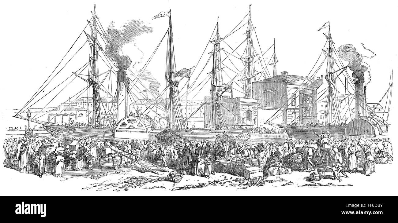 IRISH IMMIGRANTS, 1851. /nEmigrants leaving Cork, Ireland, to change ...