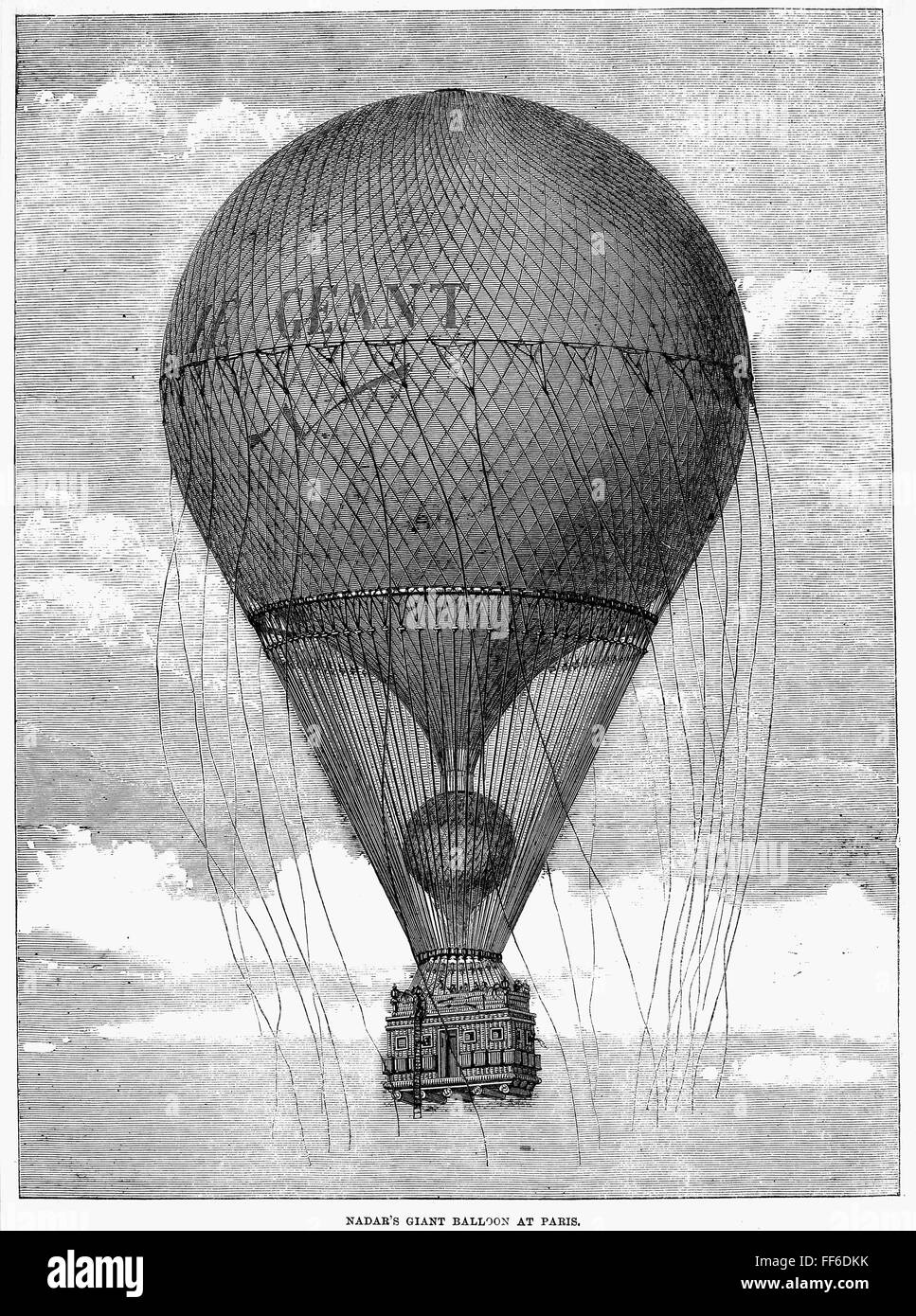 NADAR'S 'LE GEANT,' 1863. /nNadar's 'Le Geant' balloon in flight over ...