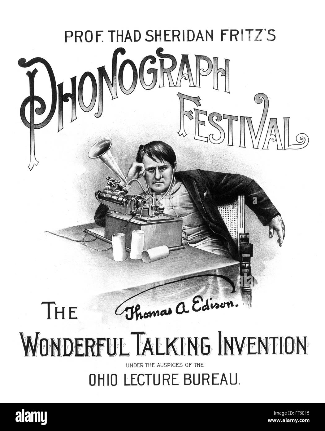 EDISON'S PHONOGRAPH, 1890. /nLithograph poster, 1890 Stock Photo - Alamy