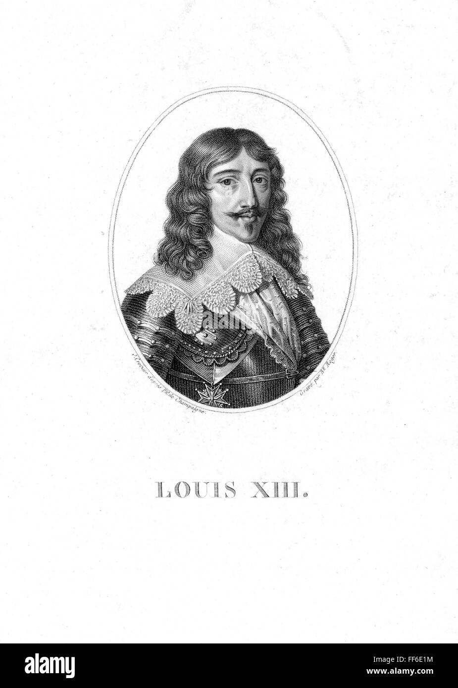 LOUIS XIII (1601-1643). /nKing of France 1610-43. 19th century engraved ...