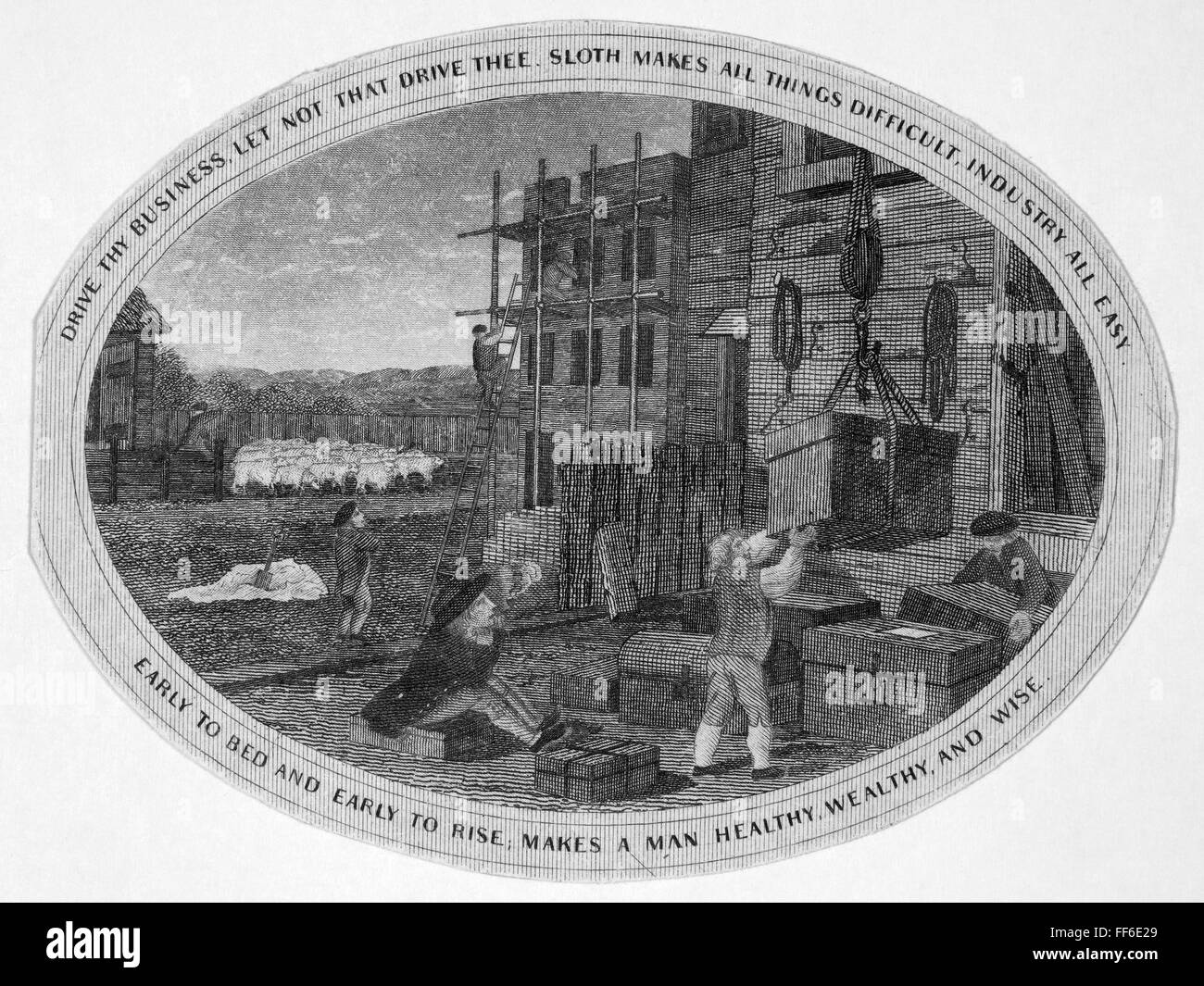 POOR RICHARD ILLUSTRATED. /nPanel from an engraving, c1800, for ...