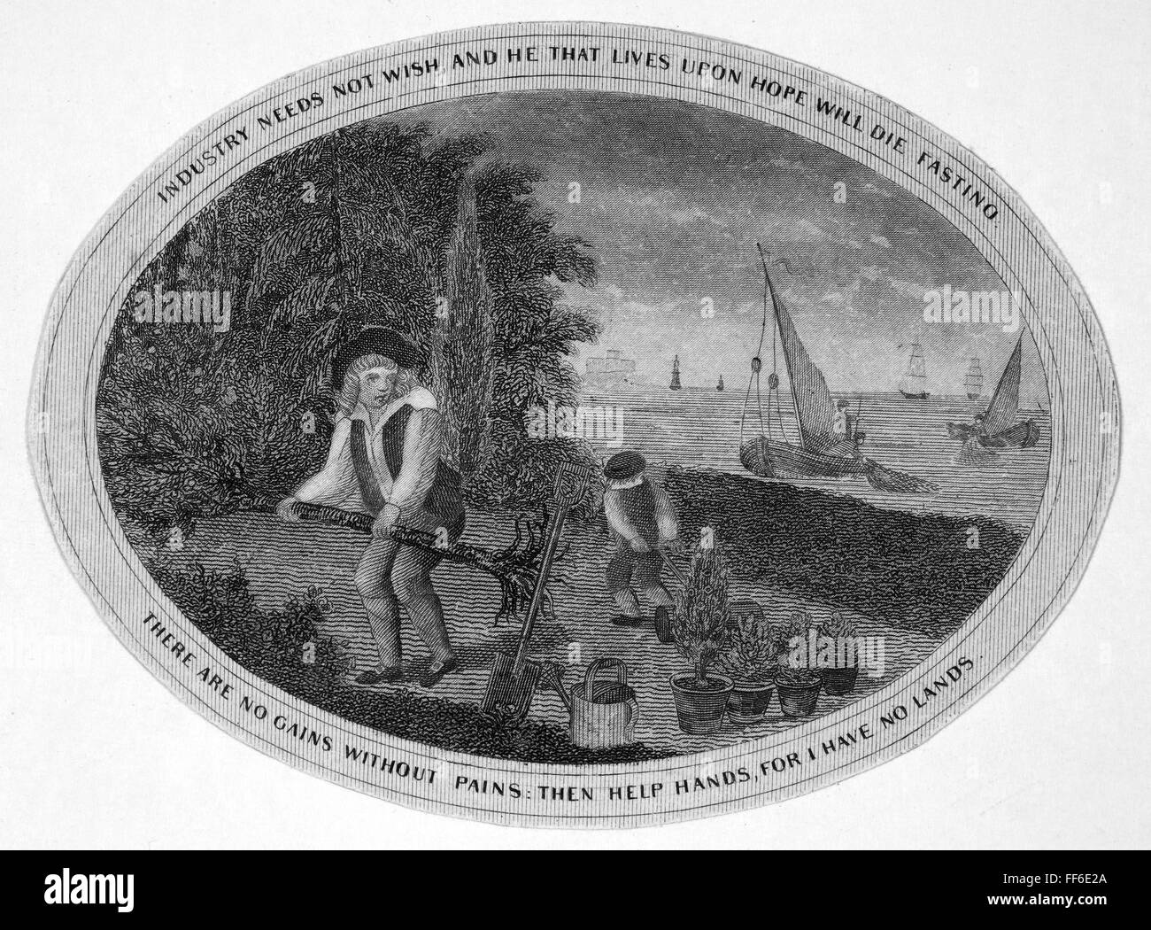 POOR RICHARD ILLUSTRATED. /nPanel from an engraving, c1800, for ...