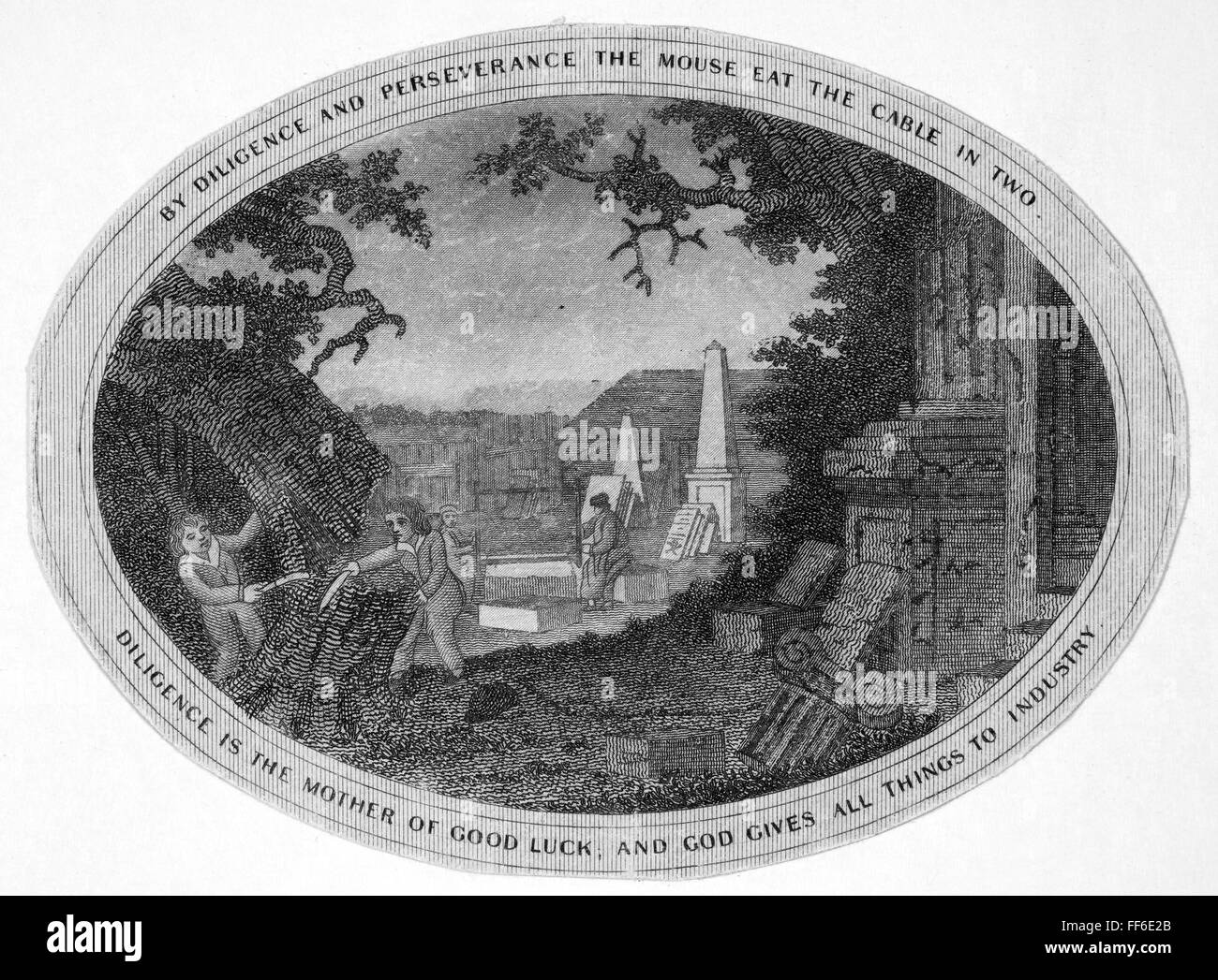 POOR RICHARD ILLUSTRATED. /nPanel from an engraving, c1800, for ...