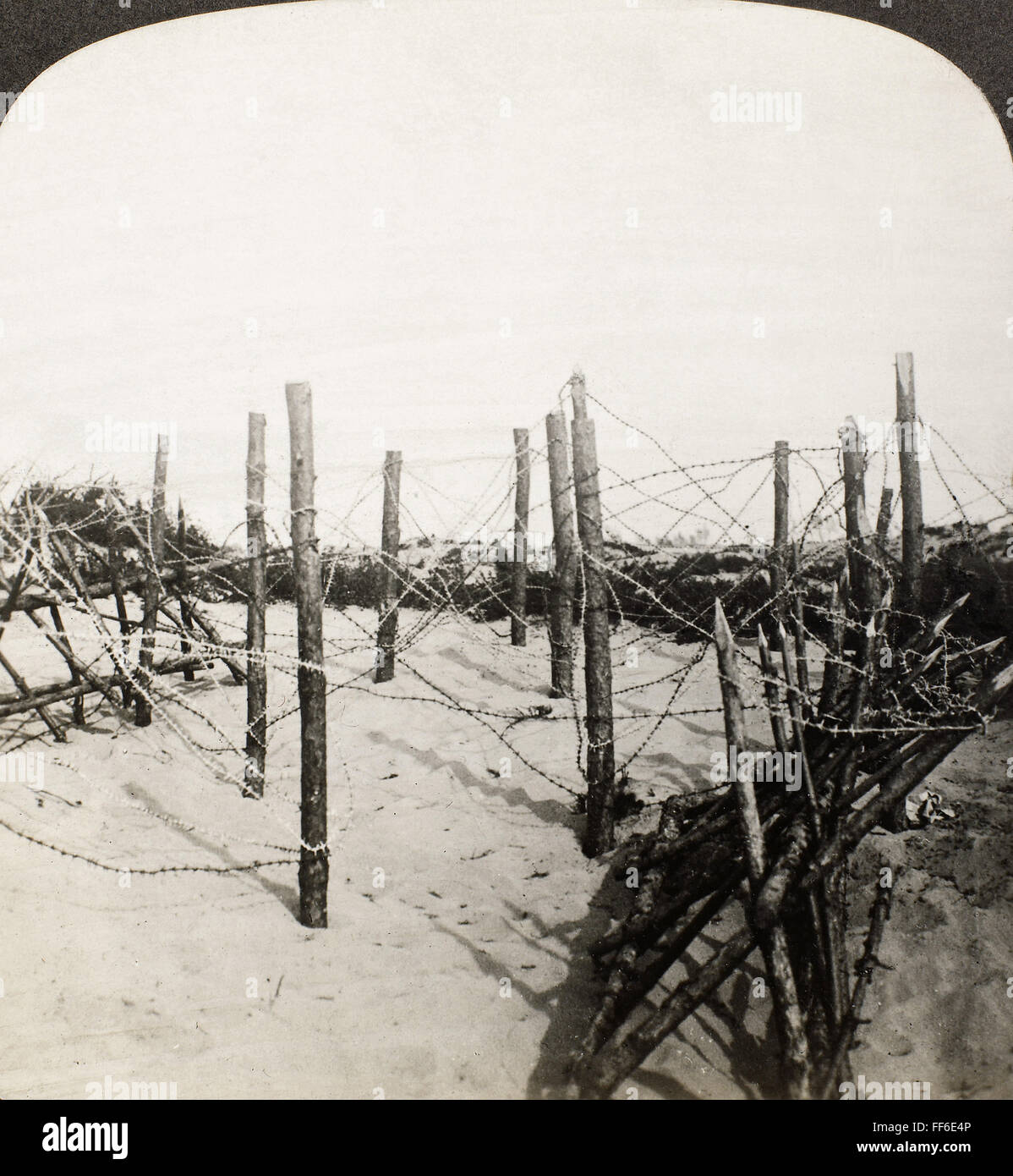 WORLD WAR I: TRENCHES. /nStereograph view of barbed wire entanglements ...