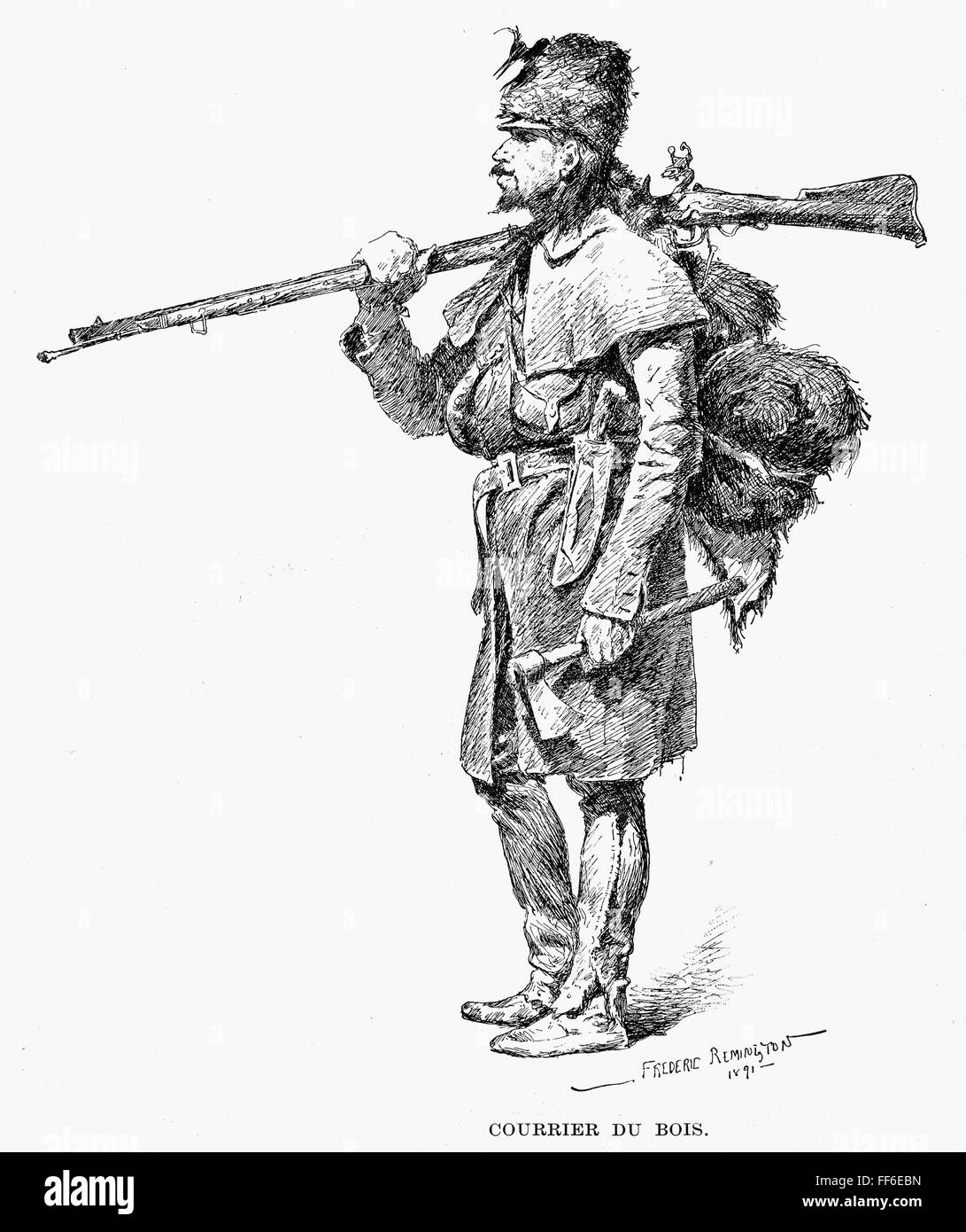 CANADA: FUR TRADER. /n'Courier Du Bois.' Drawing, 1891, by Frederic ...