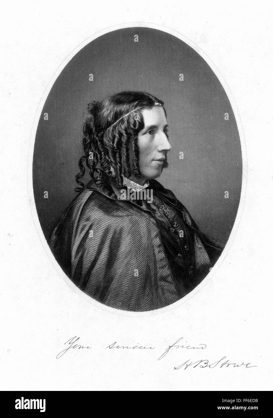 HARRIET BEECHER STOWE /n(1811-1896). American abolitionist and writer. Steel engraving, English ...