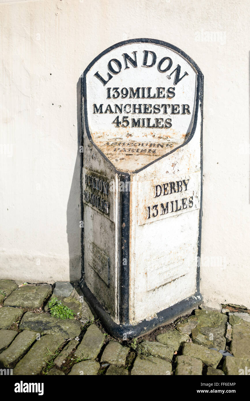 Ashbourne Roadside Mile Sign,UK Stock Photo - Alamy
