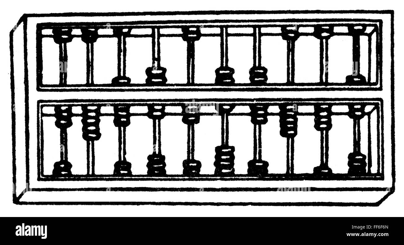 ABACUS. /nChinese abacus. Line engraving Stock Photo - Alamy