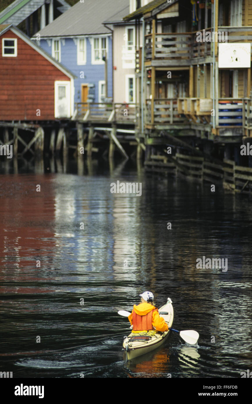 A man in a kayak in the creek by the jetty in Ketchikan Stock Photo - Alamy