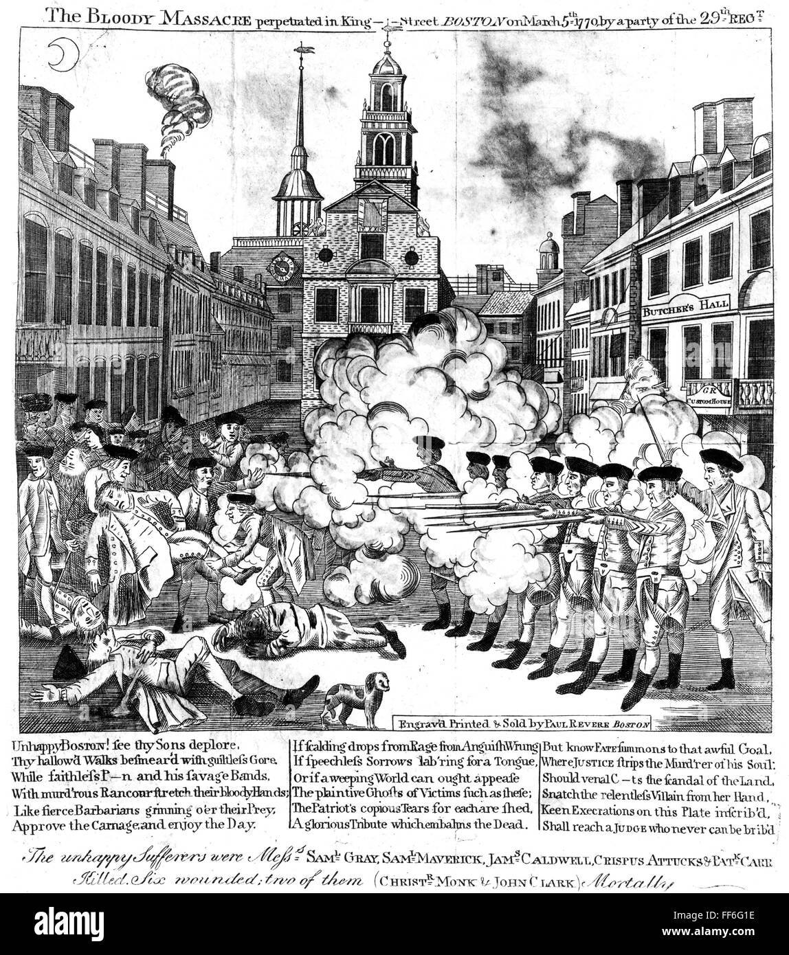 BOSTON MASSACRE, 1770. /nThe Boston Massarce, 5 March 1770. Line ...