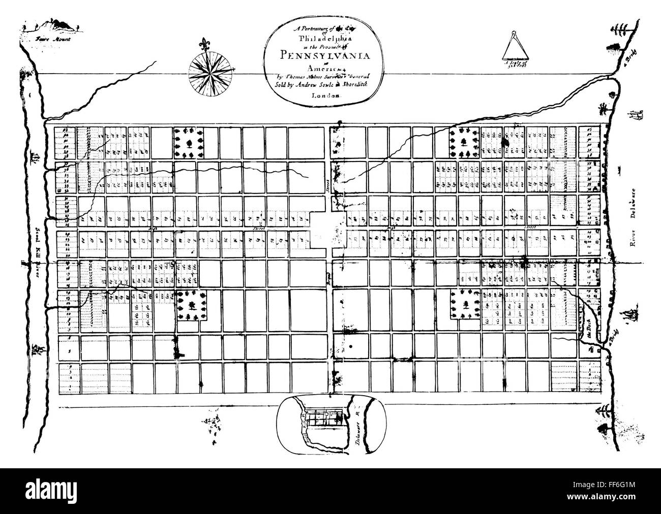 PHILADELPHIA: MAP, 1683. /nThe first engraved plan of the city of ...
