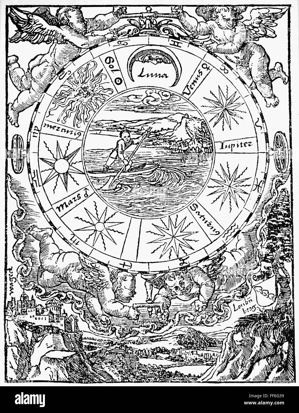 Zodiac man woodcut hi-res stock photography and images - Alamy