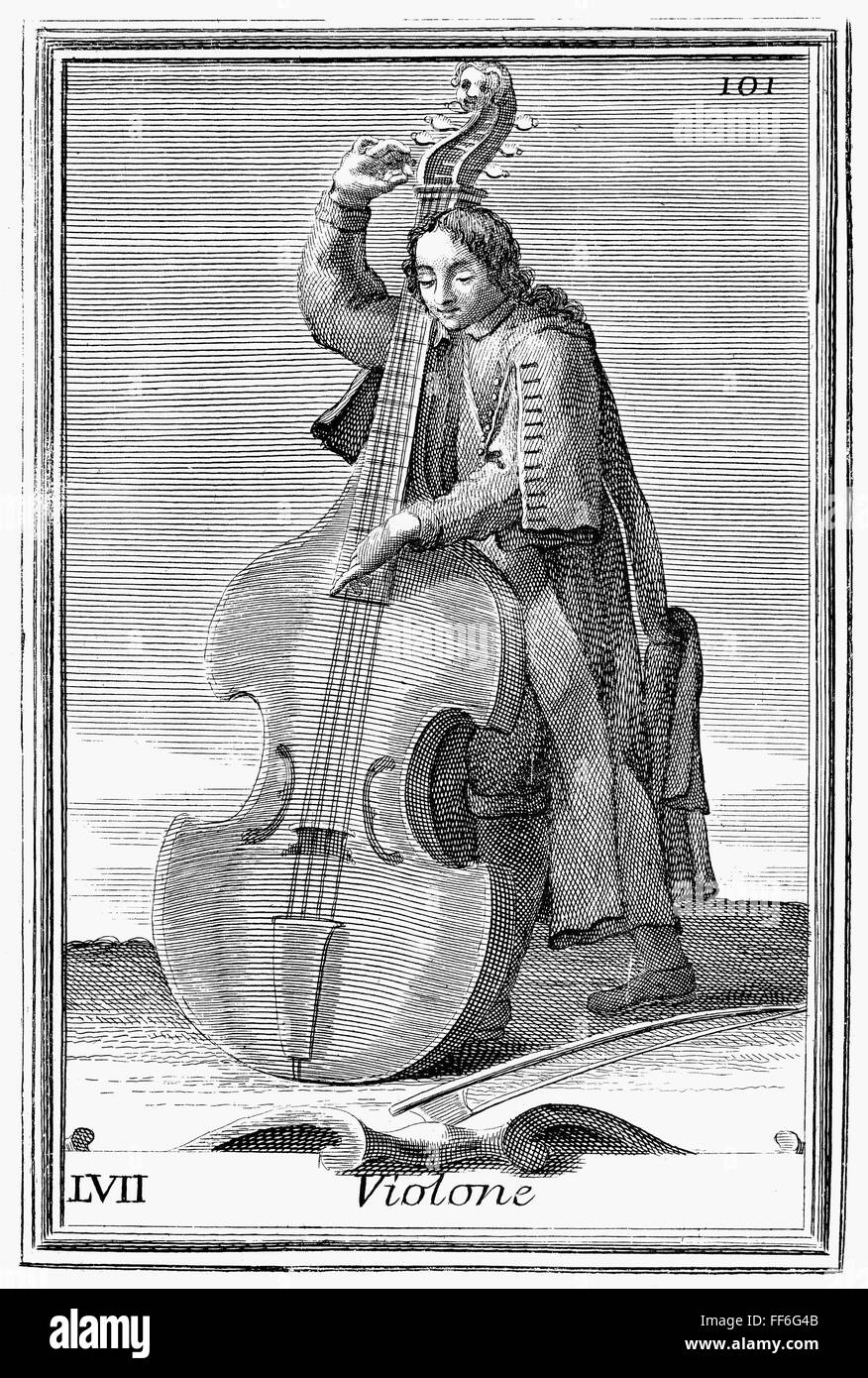 DOUBLE-BASS VIOL, 1723. /nA double-bass viol, correctly shown with six ...