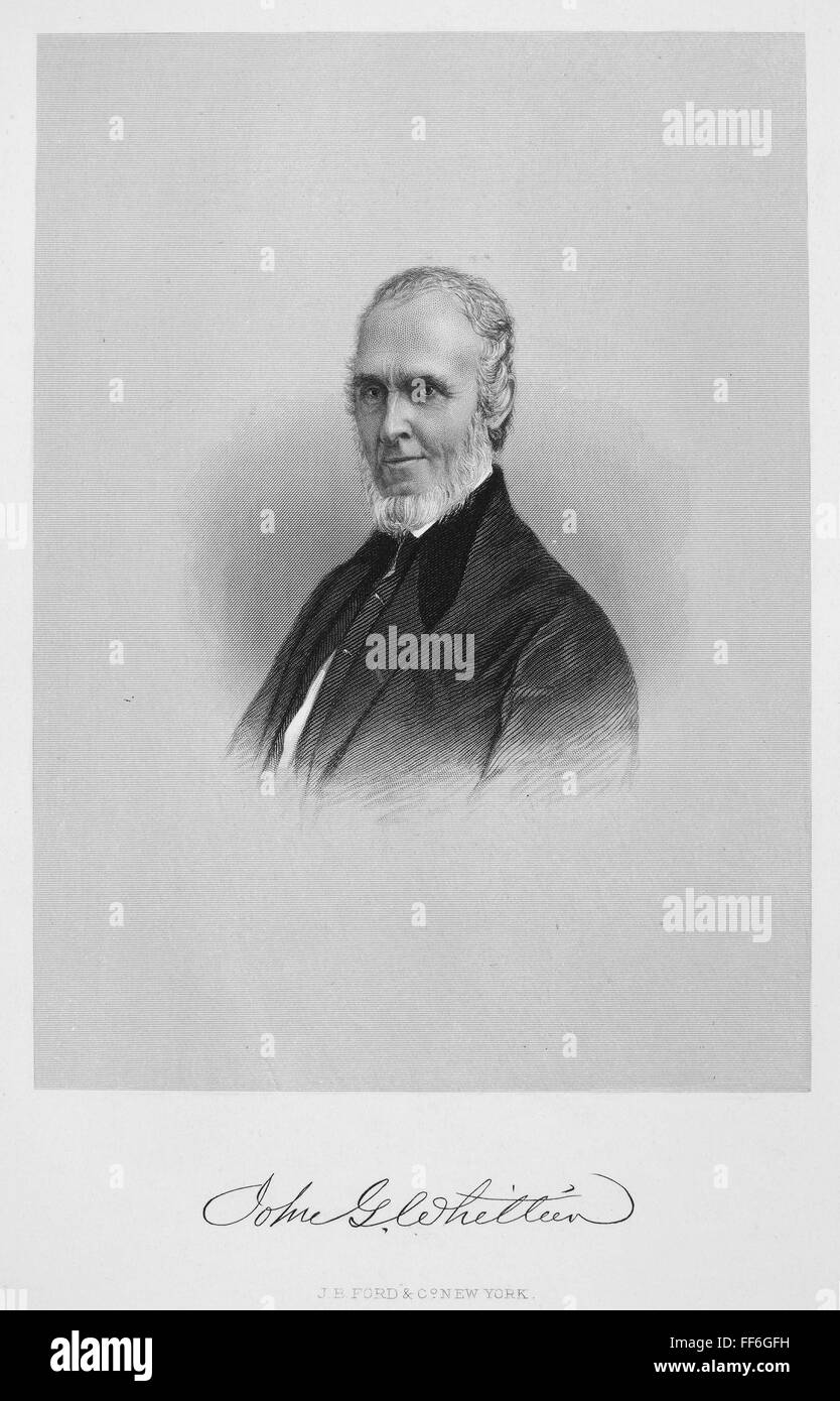 JOHN GREENLEAF WHITTIER /n(1807-1892). American poet. Steel engraving ...