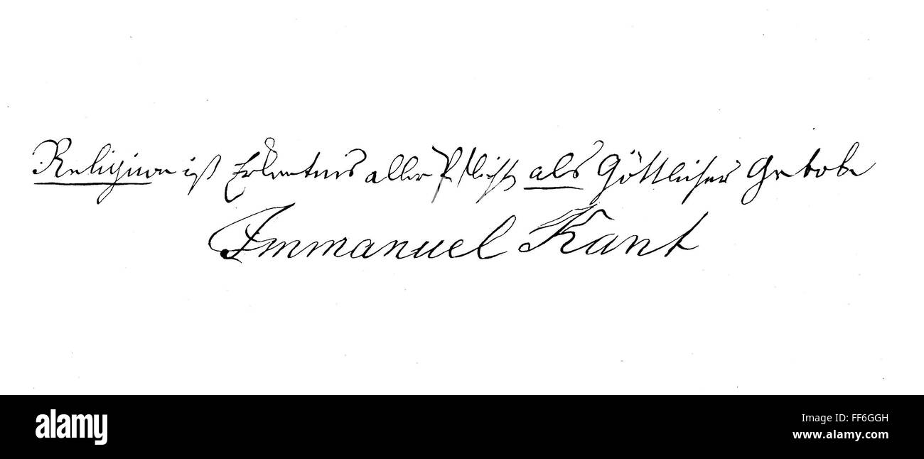 IMMANUEL KANT (1724-1804). /nGerman philosopher. Autograph signature ...