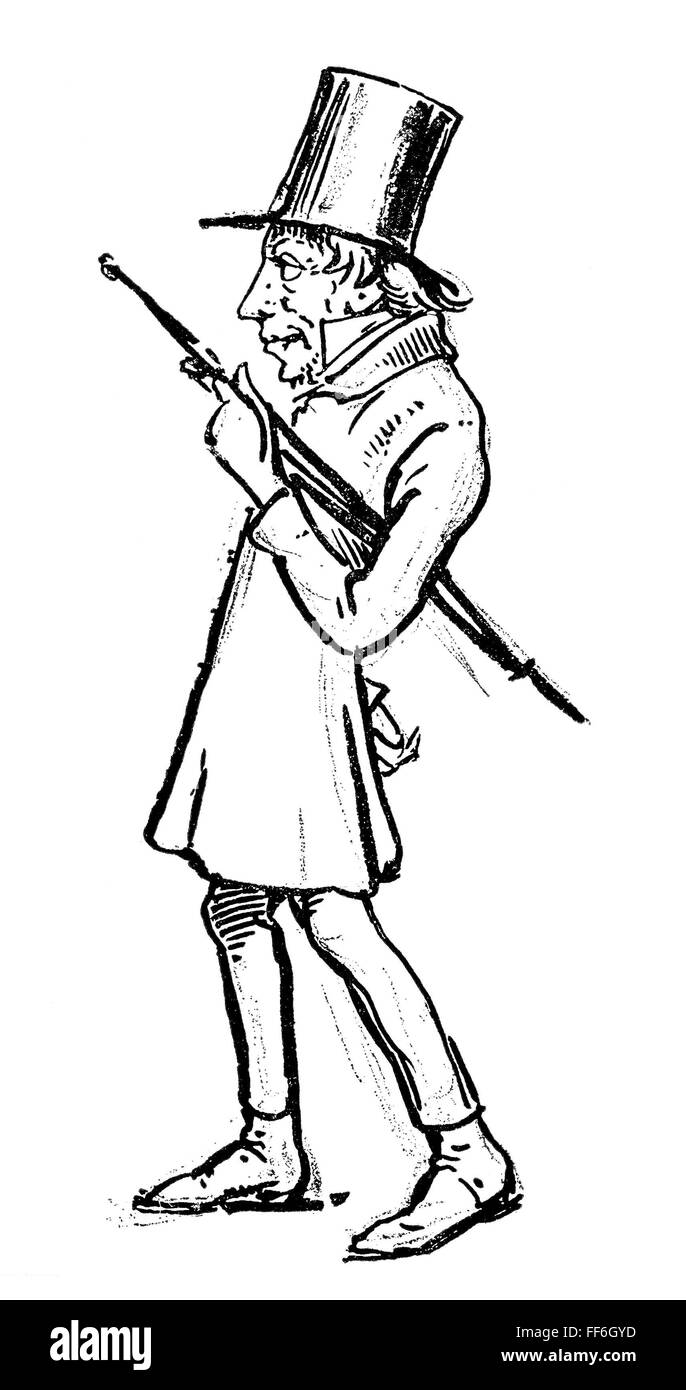 SOREN KIERKEGAARD /n(1813-1855). Danish philosopher. Caricature drawing ...