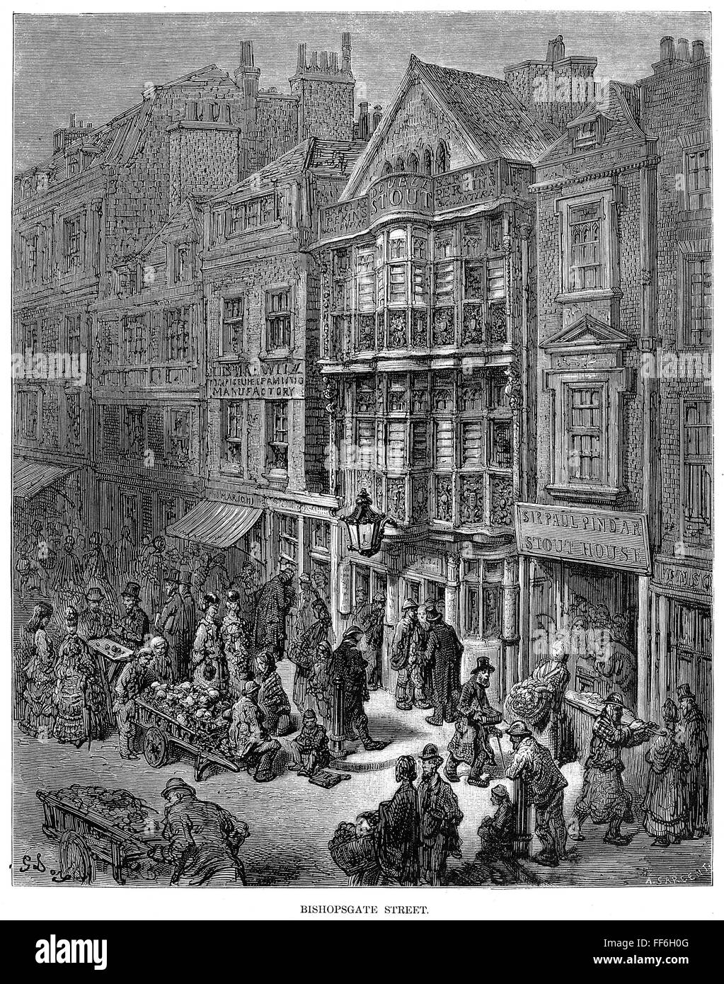 DOR╔: LONDON, 1872. /n'Bishopsgate Street.' Wood engraving after ...