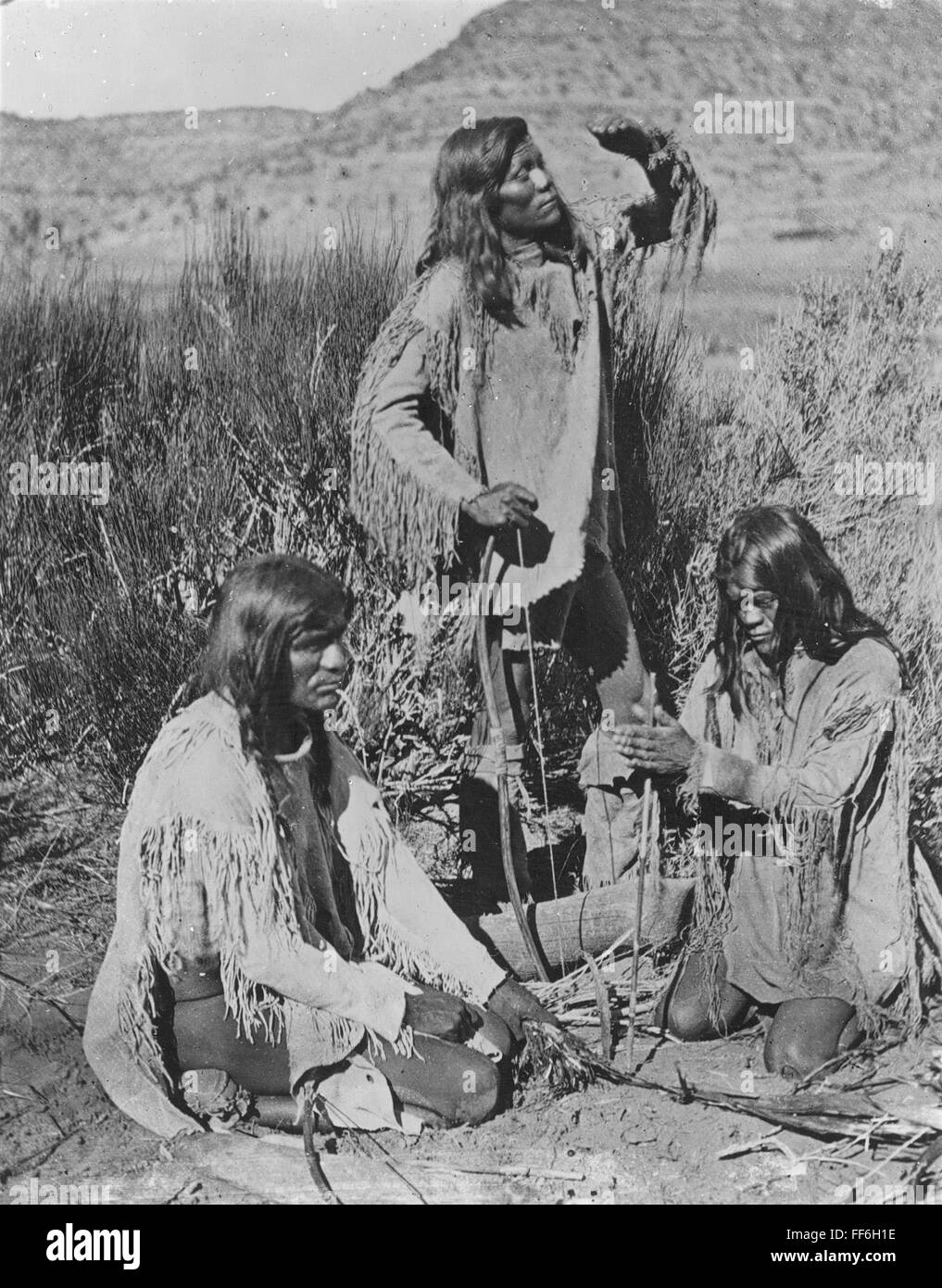 NATIVE AMERICANS: FIRE, 1872. /nPaiute Native Americans kindling a fire ...