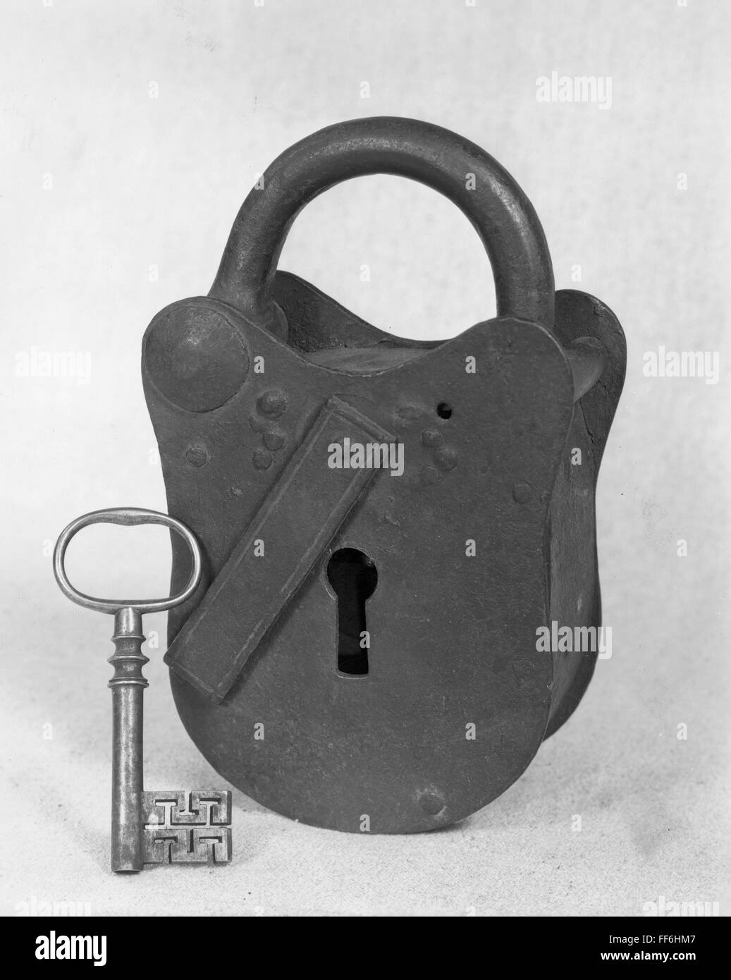 LOCK AND KEY. /nAn early 19th century American jail padlock and key ...