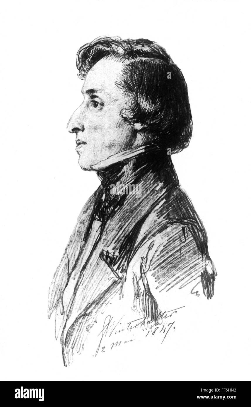 FREDERIC CHOPIN (1810-1849). /nPolish composer and pianist. Drawing ...